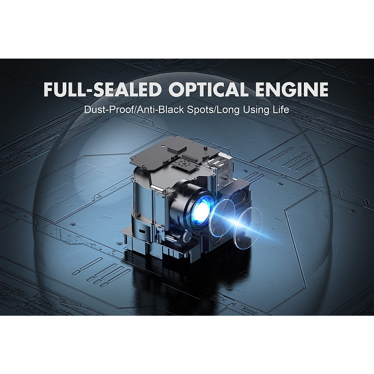 VIZONY FHD 1080P Projector 4K Support, 800ANSI 5G WiFi Bluetooth Projector, Outdoor Projector with Full-Sealed Engine/Electric Focus/4P4D/PPT/Zoom, Home Movie Projector Compatible w/iOS/Android/PC/TV