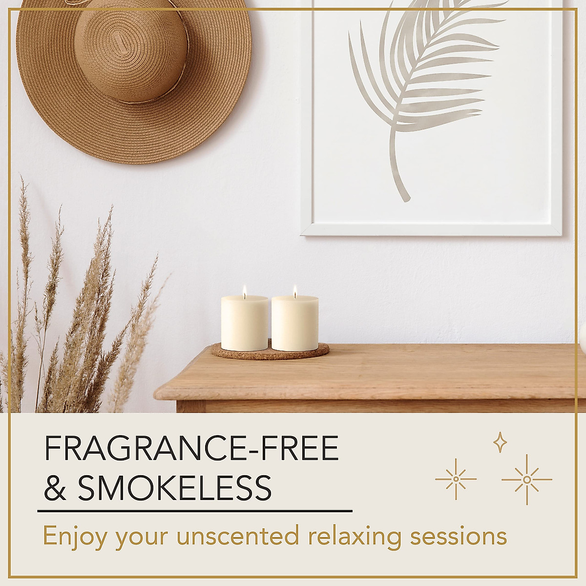 Melt Candle Pillar Candles, 3 Pack - Unscented Candles for Home, Church, Weddings, & More - 3" x 4", Ivory