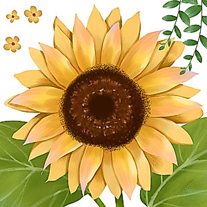 Amaonm Creative Removable Sunflower Wall Sticker DIY Green Leaves Wall Decal Flowers Wall Decor Floral Peel and Stick Art for Home Kids Bedroom Girls Boys Living Room Classroom Offices Decoration