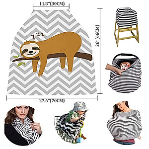 Nursing Cover for Breastfeeding Scarf & Car Seat-for Babies Girls Boys Infant,Soft Stretchy Infinity Cover Ups for Stroller Baby Car Seat-Sloth on Branch Geometric Stripes