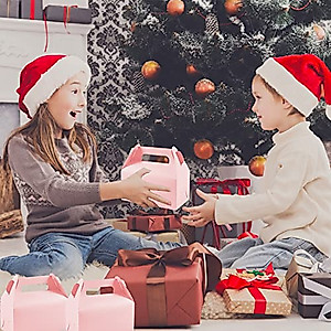 Lainrrew 30 Pcs Gable Candy Treat Boxes, Small Goodie Boxes ,Kraft Paper Gift Box for Christmas Party Decorations Birthday Party Favors (Pink)