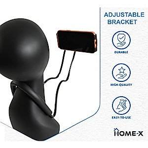 Home-X Around Neck Hands-Free Universal Cellphone Holder, Portable Smartphone Stand for Neck, Great for Streaming, Selfies, Reading – Fits Devices 4.7” to 7.6”