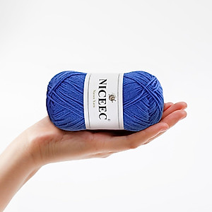 NICEEC 4 Skeins Soft Baby Cotton Yarn, 4 Ply, DIY Craft, Fingering Weight, Blanket Yarn for Crochet & Knitting, Total 700yds/7.05oz - Blue