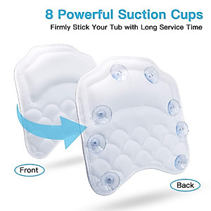 Bathtub Spa Pillow Bath Pillows for tub, with Non-Slip 8 Large Strong Suction Cups, Free Machine Washable Bag