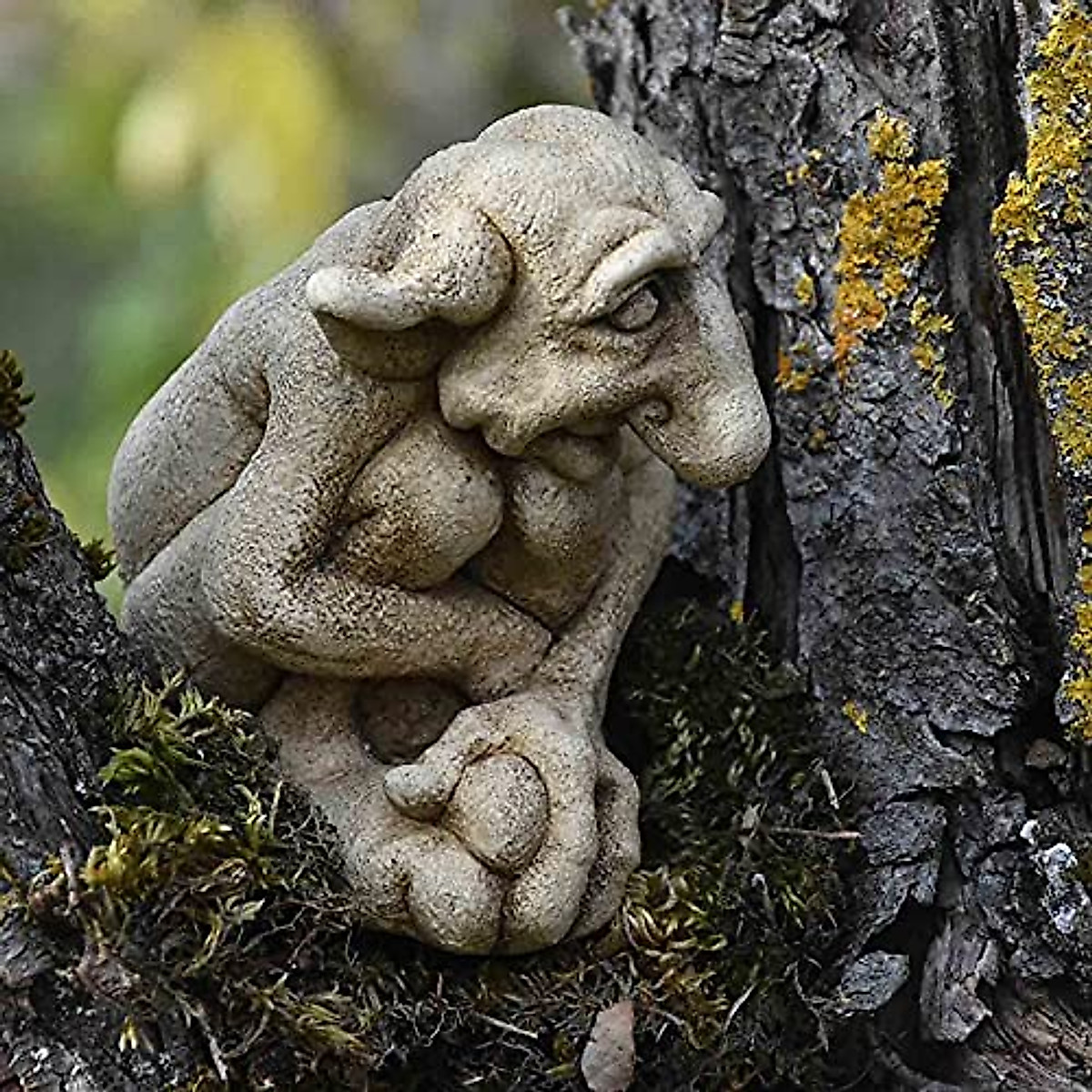 QNQA Gothic Gargoyle Statue,Friendly Troll Resin Sculpture,Personalise Figurine Garden Decor Indoor Outdoor Gnomes Statue for Flowerpot Patio Halloween Ornament,Sitting with hands on feet,5Inch 13cm