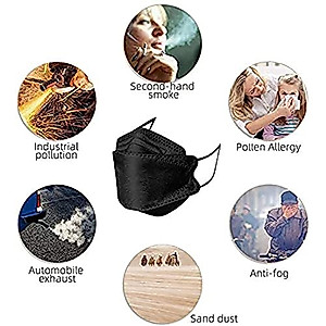 50PCS KF94 Mask Black Disposable Face Masks Mix-Champagne 4-Ply Protection 3D Face Shield for Adults