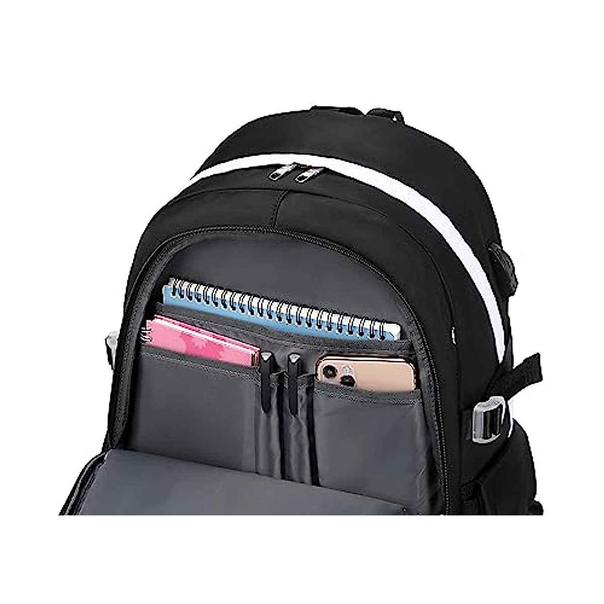 Teecho Girl Backpack for School Cute Backpack for Women College Bookbag Fit for 15.6 Inches Laptop Black