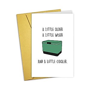 Nchigedy Funny Birthday Card for Him Her, Hilarious Cooler Pun Birthday Card, Older and Wiser Birthday Card for Men Women