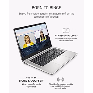 HP Chromebook 14 Laptop, Intel Celeron Processor, 4 GB RAM, 32 GB eMMC, 14” FHD (1920 x 1080) Chrome OS (14a-na0160nr) (Renewed)