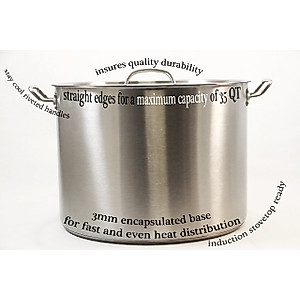 ExcelSteel Heavy Duty Stainless Steel Stock Pot with Lid, 35 quarts, Silver
