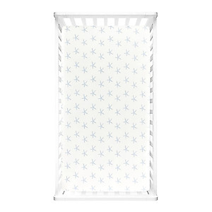 Lush Decor Narwhal Starfish Stars Allover Soft & Plush Fitted Crib Sheet, 52"x 28" x 9", Blue