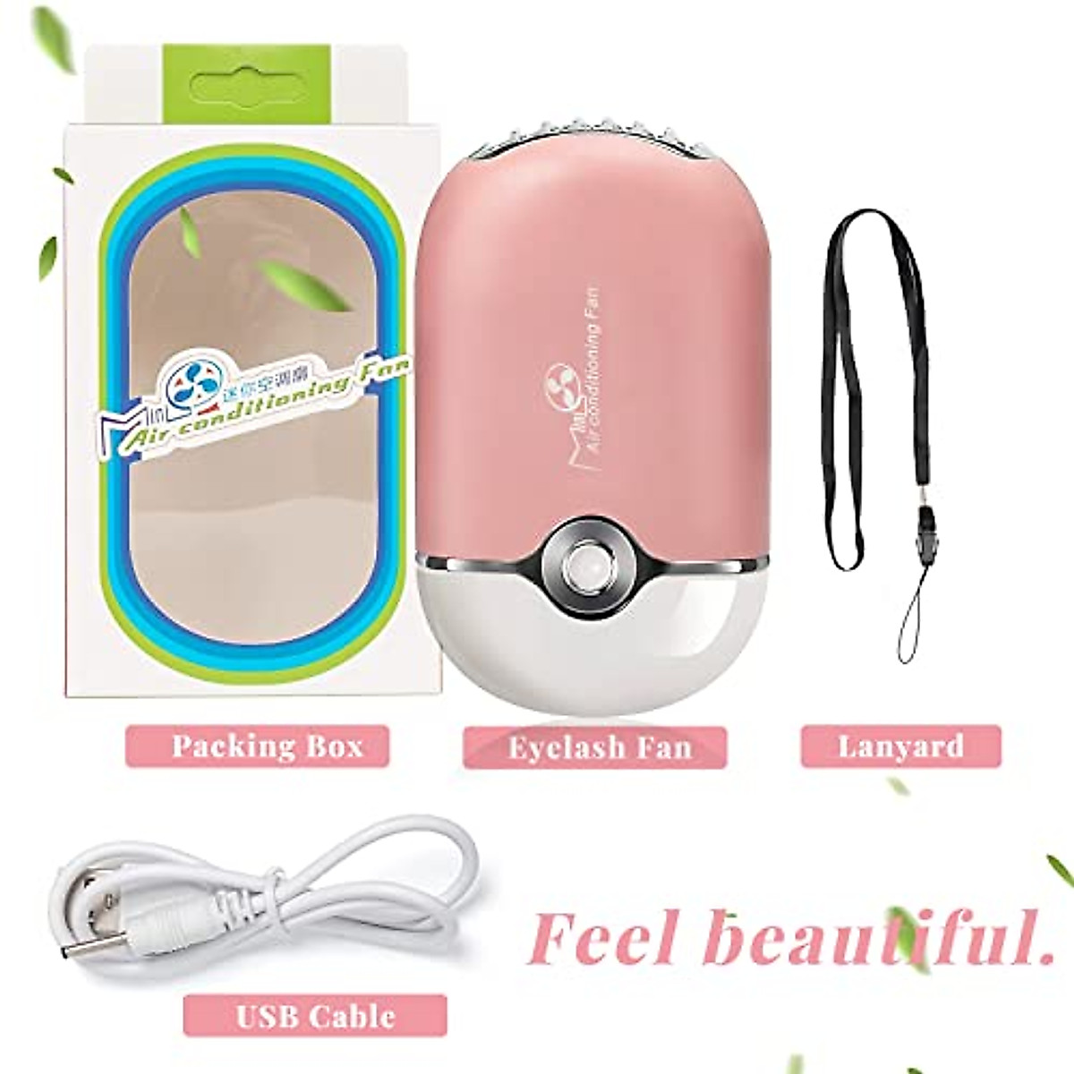 GreenLife® Eyelash dryer Bladeless Handheld Mini Cooling Fan Air Conditioning Blower for Eyelash Extension (Rose), USB Rechargeable Portable