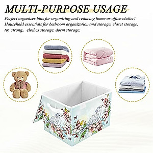 RunningBear Spring Bird Large Storage Bins with Lid Collapsible Storage Bin Cube Basket Organizer Larger Storage Cubes for Clothes Towels Magazine