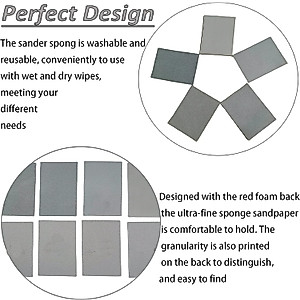 Tonmp 20 PCS 3 x 4 Inch 1000 Grit Sanding Sponge, Ultra Fine Sanding Sponges Pads, Soft Foam Hand Sander Block Wet Dry Sandpaper for Model Drywall Metal Wood Furniture Polishing (1000 Grit)