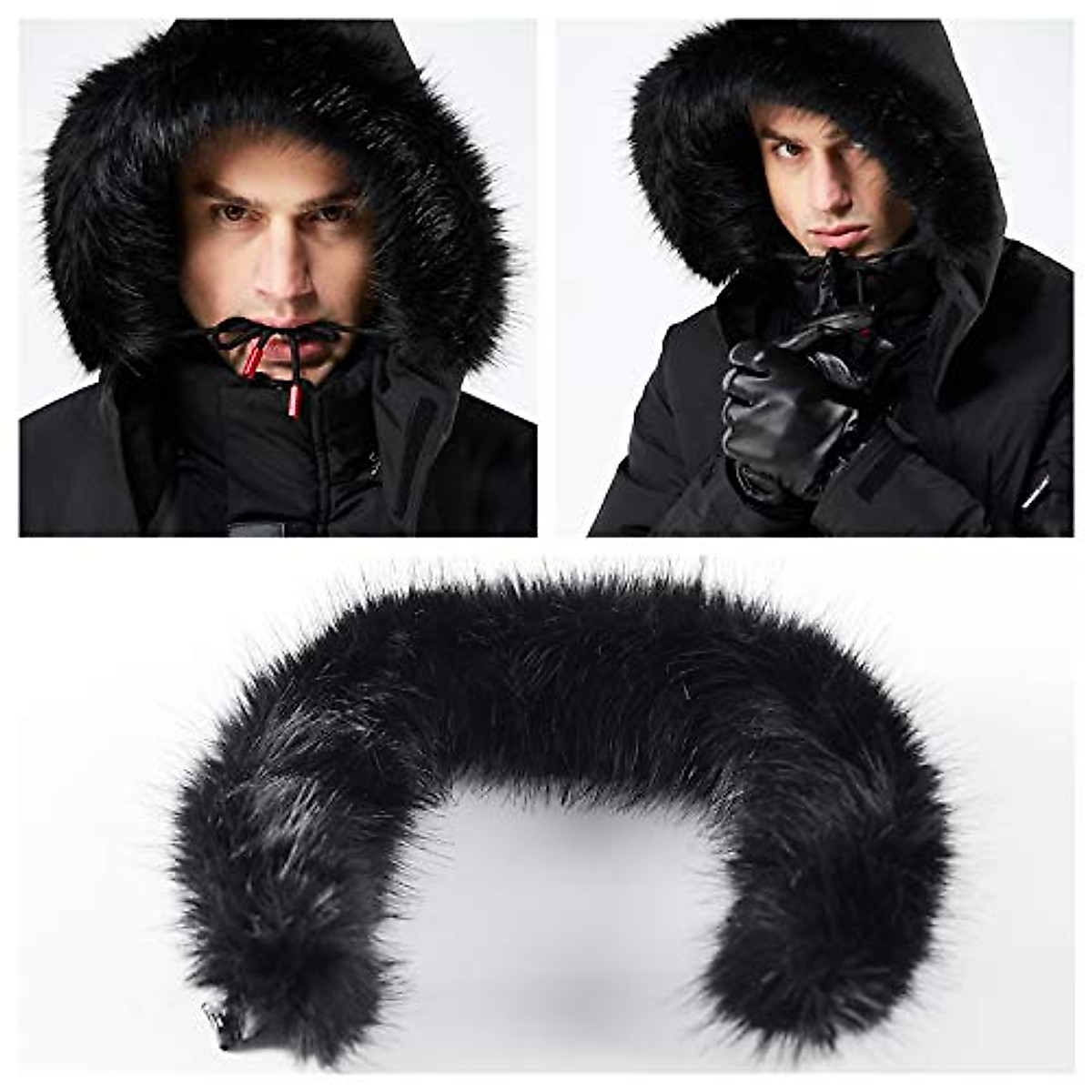 WEEN CHARM Men's Warm Parka Jacket Water Resistant Puffer Jacket Long Winter Coat with Detachable Hood Faux-Fur Trim