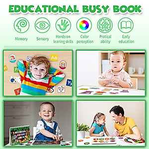 Riosin Busy Book for Preschool Toddlers,Quiet Book with 15 Themes for Ages 3+ Kids Activity Binder, Montessori Toys Autism and Early Sensory Educational Learning Activities Materials