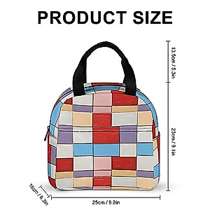 LUCYSMARTSHOP Pink Small Lunch Bag Flower LunchBox for Girl Teen Cute Small Bag,Children Girl Christmas Wishes, Teen Girl 10-12 Christmas Gifts Girl BigKid Gift Idea (Pink Tuilp Checkerboard)