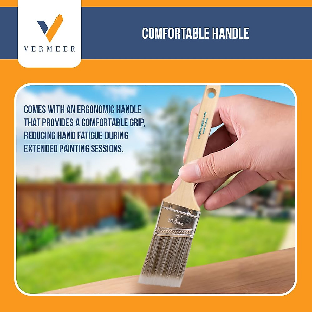 Vermeer Paint Brushes 6-Pack Angle Brushes in Assorted Sizes for All Latex and Oil Paints & Stains - Home Improvement - Interior & Exterior Use