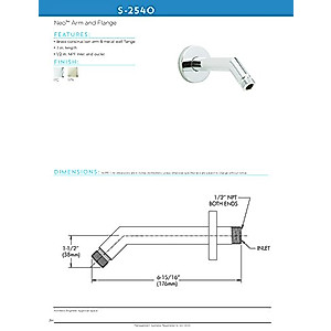Speakman Neo S-2540 Shower Arm and Flange, 7", Polished Chrome