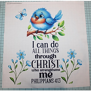 Fabric Panel 14"x14" Faith Pilippians 4:13 100% Cotton Quilting Panel Square AM18995