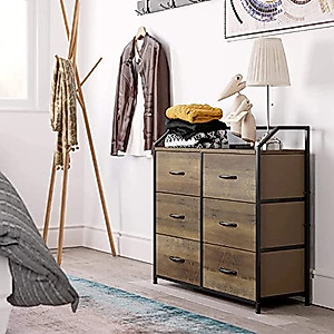 n/a Fabric Chest of 6 Drawers Cabinet Wood Top Storage Tower Closet Metal Stand