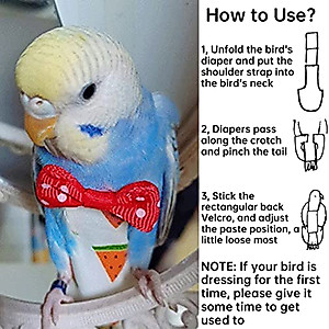 6 Pieces Bird Diapers, Washable Reusable Parrots Nappy with Waterproof Inner Layer Soft Small Pet Birds Flight Suit for Budgie Parakeet Cockatiel