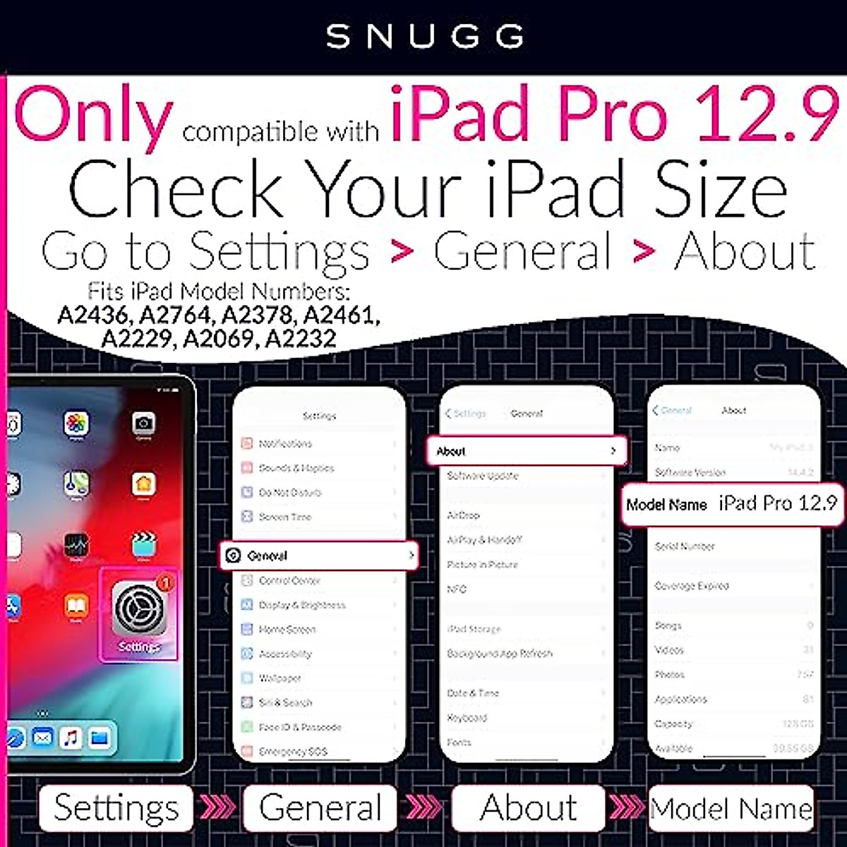 Snugg iPad Pro 12.9 Case with Keyboard (2022 6th Gen/2021 5th Gen) - Bluetooth Backlit Magic Keyboard iPad Pro 12.9-360 Degree Rotatable Keyboard for Apple iPad 12.9 Pro Case with Keyboard - Black