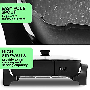 Extra Deep Nonstick Electric Skillet - Serves 6 to 8 People (10.5Qt.)