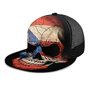 Dreamfy Unisex Baseball Cap Puerto Rican Flag Skull Puerto Rico Flags 3D Printed Adjustable Caps Hip Hop Snapback Brim Hats