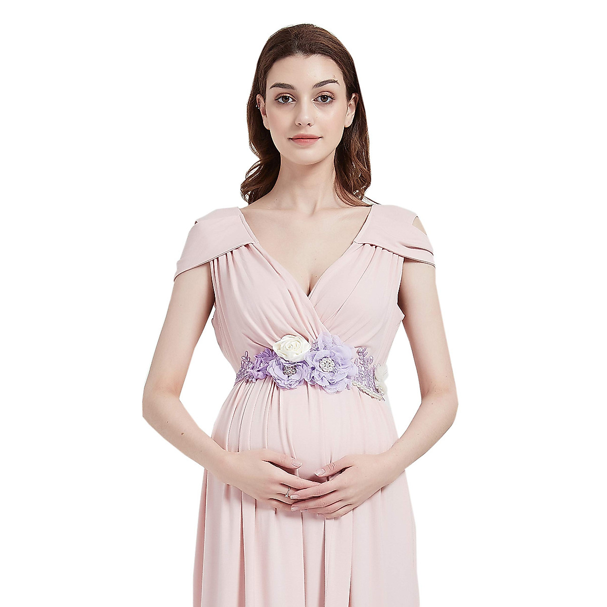 FANFAN Maternity Sash Belt Pregnant Wedding Sash Belt Bridal Sash Belts Y01 (lavender)