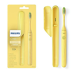 Philips One by Sonicare Battery Toothbrush, Mango, HY1100/02 + Philips One by Sonicare 2pk Brush Heads, Mango BH1022/02
