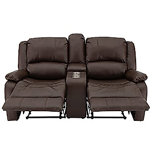RecPro Charles Collection | 67" Double Recliner RV Sofa & Console | RV Zero Wall Loveseat | Wall Hugger Recliner | RV Theater Seating | RV Furniture | RV Living Room (Slideout) Furniture | Mahogany