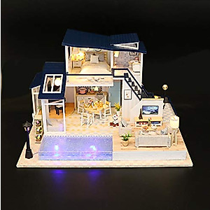 Flever Wooden DIY House Kit, Miniature with Furniture, Creative Craft Gift for Lovers and Friends (Mermaid Tribe)