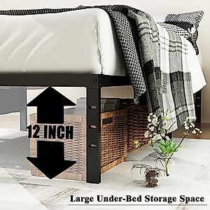 caziwhave Full Size Bed Frame 14 Inch High Max 3500 lbs Heavy Duty Metal Mattress Foundation Platform Bed Frame Full Sturdy Steel Slat Support No Box Spring Needed Easy to Assembly Non Slip