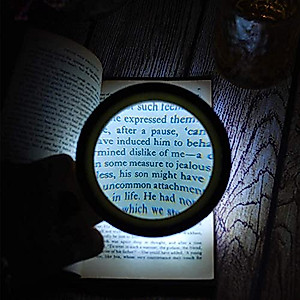 SUPULSE Magnifying Glass with Light, 30X Handheld Large Magnifying Glass 12 LED Illuminated Lighted Magnifier for Macular Degeneration Seniors Reading Inspection Coins Jewelry