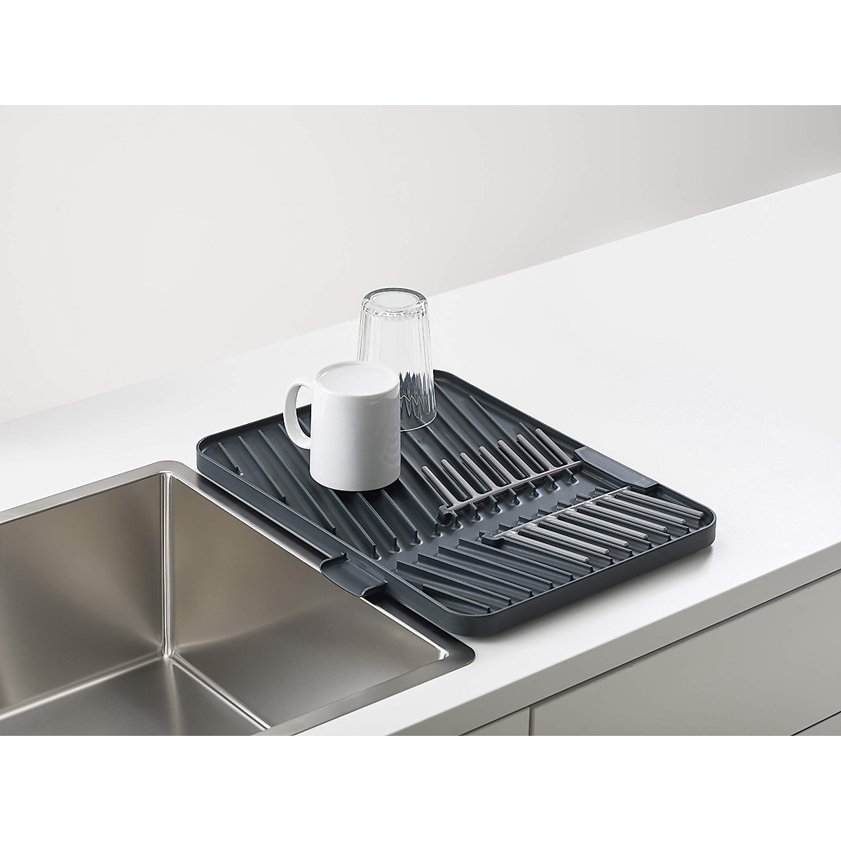 Joseph Joseph - 85139 Joseph Joseph Flip-Up Drain Board with Foldable Dish Rack, One-size, Gray
