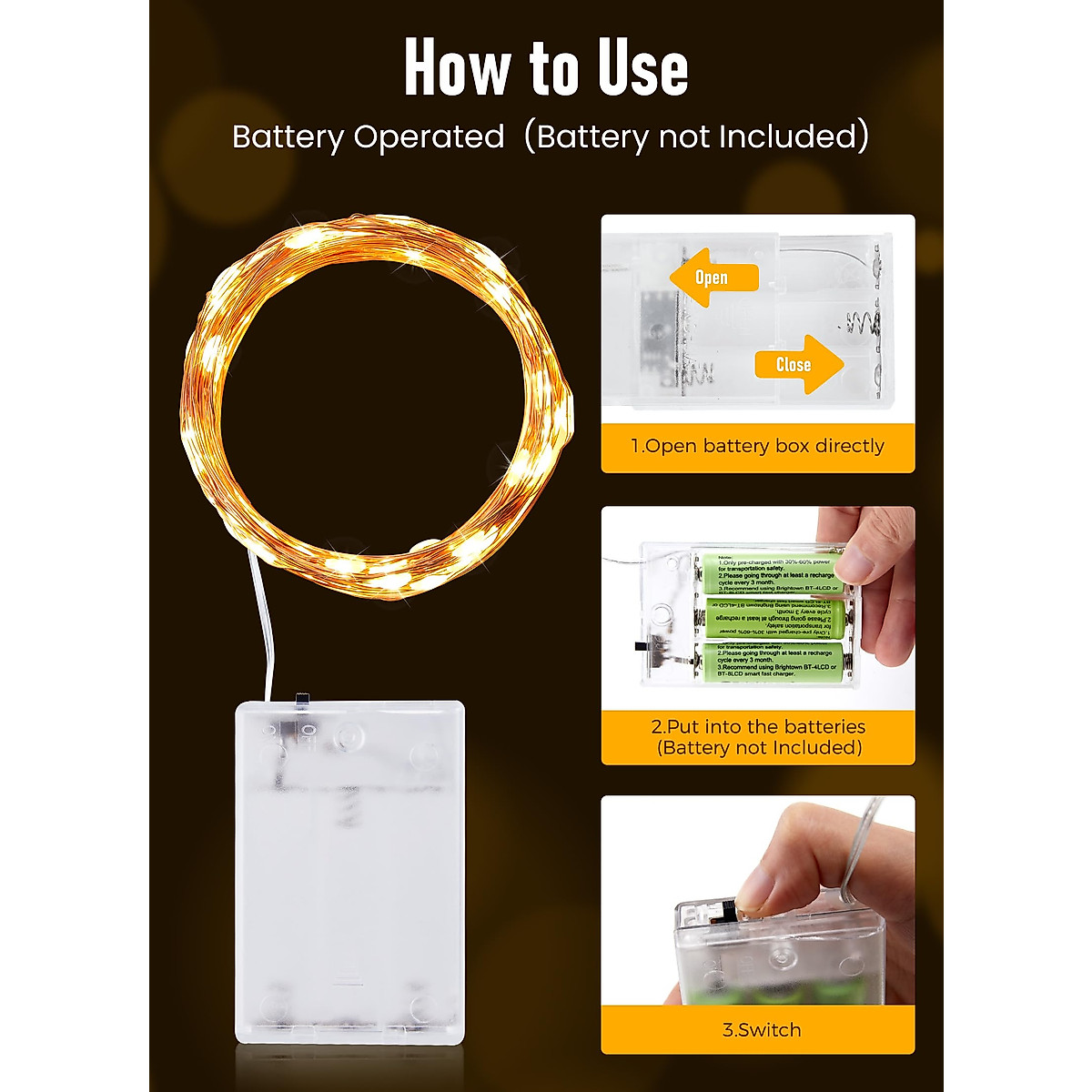 Fairy Lights Battery Operated, 4 Pack 33FT 100 LEDs Mini Battery Powered String Lights, Waterproof Copper Wire Twinkle Lights Mason Jar Lights for Indoor Home Wedding Christmas Decoration, Warm White