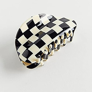Checkered Hair Clip, Claw Banana Clips for Thick Hair Black White Jaw Clips French Tortoise Shell Grip Pin Teeth y2k Accessories for Women Girls (2Pack)
