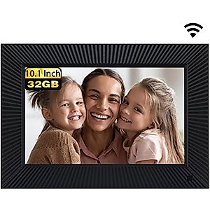 NexFoto 32GB Digital Photo Frame 10.1 Inch, WiFi Digital Picture Frame with HD Display, IPS Touch Screen, Easy to Share Photos Video via App, Auto-Rotate, Wall-Mountable, Gift for Grandparents
