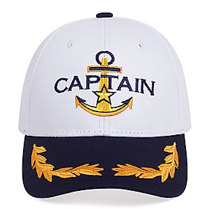 Captain + First Mate (2Pack) Yacht Hat Sailors Hat Nautical Marine Sailor Navy Hats Snapback Adjustable Sea Cap for Adult