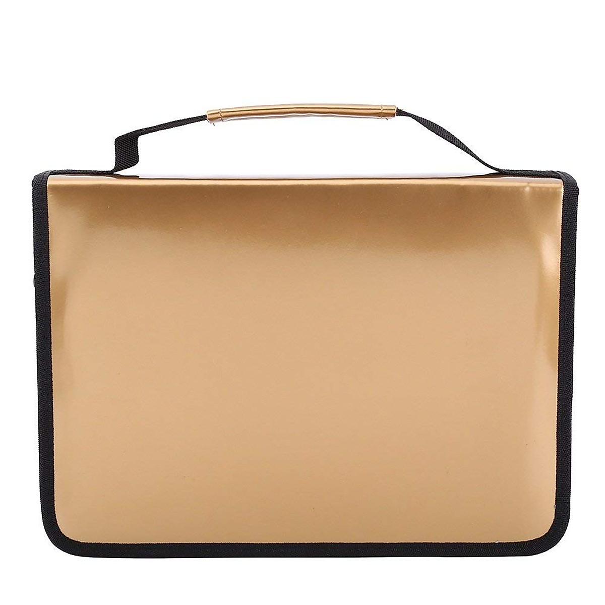 Yosoo 150 Slots PU Leather Fabric Pencil Case Large Capacity Zippered Pen Bag Pouch With Handle S Multi-Layer Art Pencils Storage Organizer Stationary Case, Gold