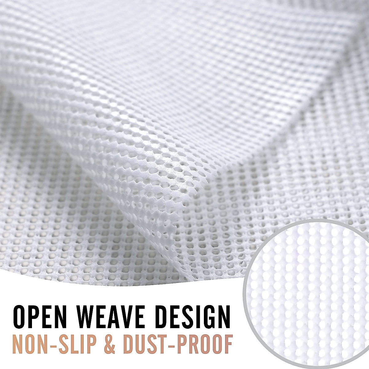 Moretoes Drawer and Shelf Liner, 2 Rolls of Non Adhesive 12 in x 25 FT Durable and Strong Cabinet Liner Non Slip for Kitchen Cupboard Pantry Table Desk Storage Organizer (White)