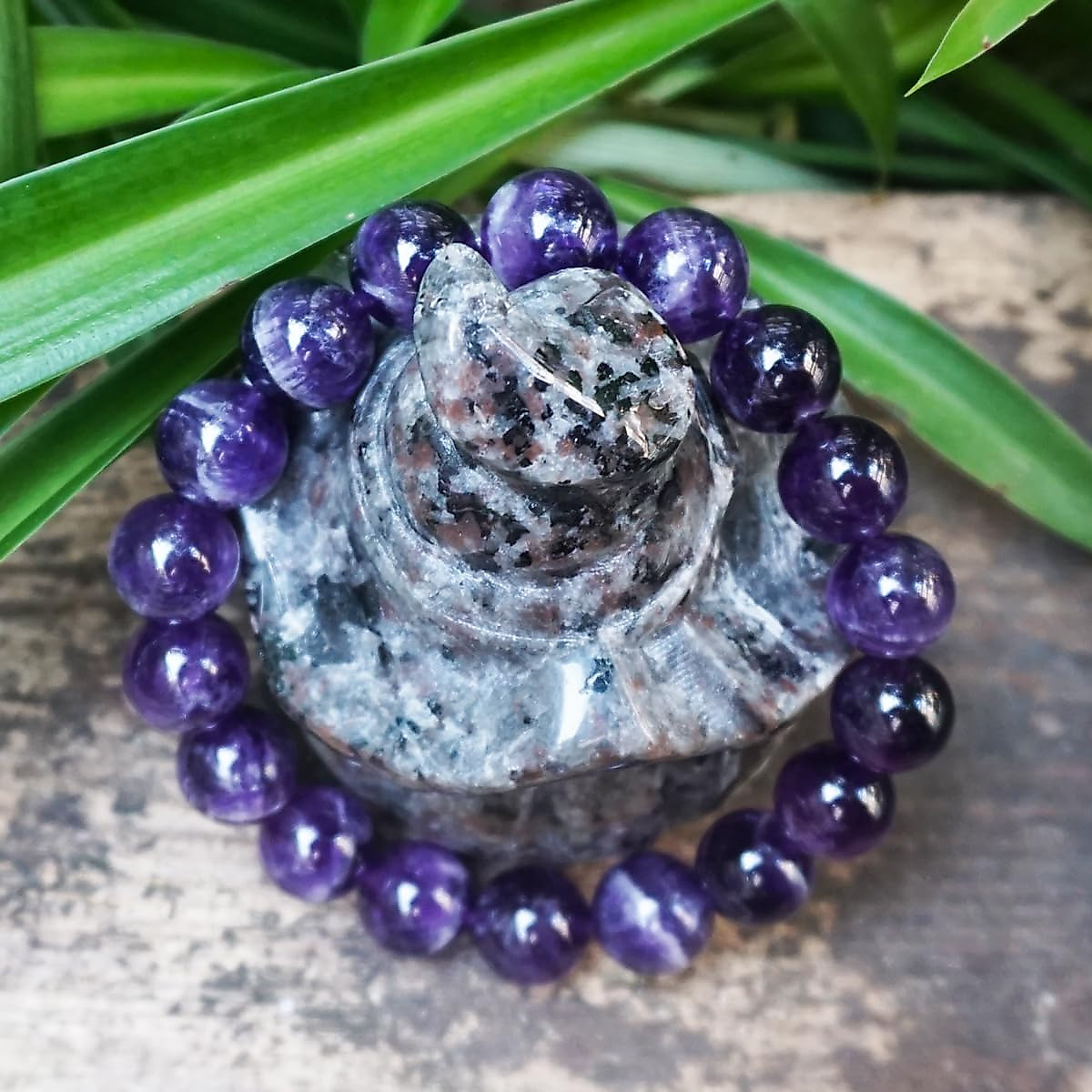12MM Amethyst Bracelet for Men | Natural Third Eye & Crown Chakra Crystal | Fits for 8-8.5" Large Wrist | Emotional Healing Spiritual Gift for Talismans & Amulets & Talismans Amulets & Feng Shui