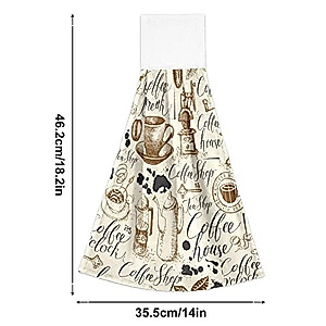 Boccsty Coffee Cups Hearts Hanging Kitchen Towels 2 Pieces Dish Cloth Tie Towels Hand Towel Tea Bar Towels for Bathroom Farmhous Housewarming Tabletop Home Decor