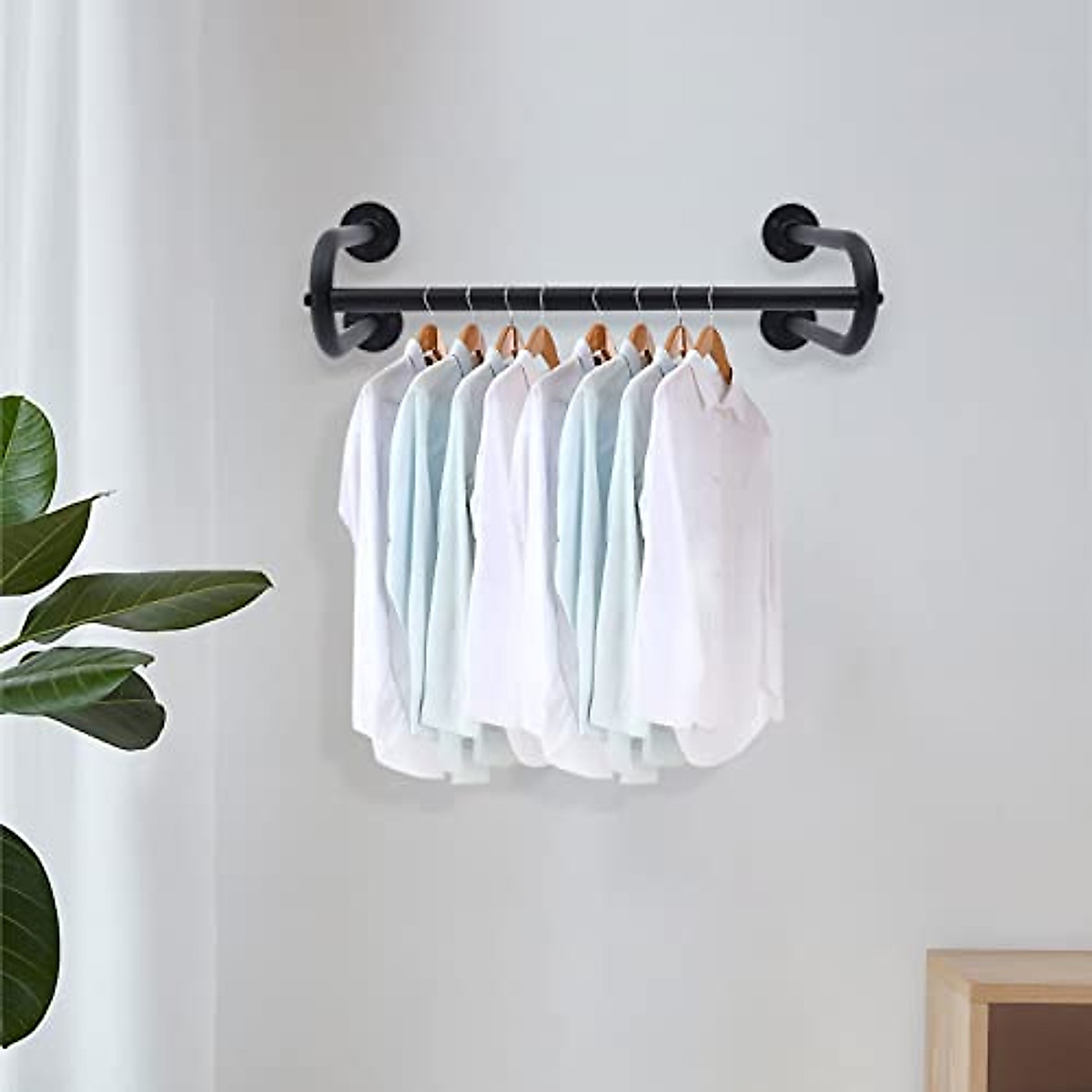 Gdrasuya10 Wall Mounted Garment Rack, 23.62 Inches Industrial Pipe Clothing Rack Vintage Retail Garment Rack Metal Display Rack Closet Storage Clothes Organizer