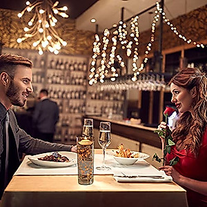 Nuanchu 50 Pieces Artificial Pearl String for Floating Candles 6 Inch Pearl String Vase Fillers Floating Candles Centerpiece for Valentine's Day Wedding Dinning Table Party (Rose Gold)