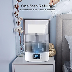 Humidifiers for Bedroom and Home & Baby - 4L Cool Mist Air Humidifiers for Plants, 26db Quiet Top Fill Air Humidifier Lasts Up to 40 Hours, Auto Shut-Off, Super Easy to Fill and Clean