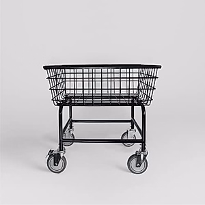 LVP Work Horse Commercial Laundry Cart with Removable Handle 2.85 Bushels (Matte Black Vinyl Anti Rust Coating) (Black)