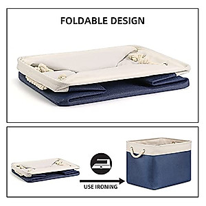 Bidtakay Baskets Set Fabric Storage Bins-Navy Blue Bundled Baskets of 2 Large Baskets 16" X 11.8" X 11.8" + 6 Small Baskets 11.8" X 7.8" X 5" for Closet, Shelves