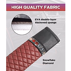 AOCISKA 2Pcs Car Seat Belt Cover Pads,Auto Seat Belt Cover,Seatbelt Shoulder Seatbelt Pads Cover for a More Comfortable Driving,Sparkling Rhinestone Shoulder Strap (Wine Red)